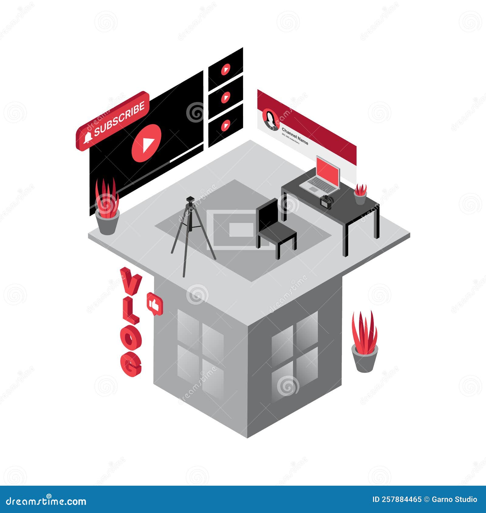 Vlogger Studio. Vlogging. Horizontal Web Landing Page Cartoon Vector ...