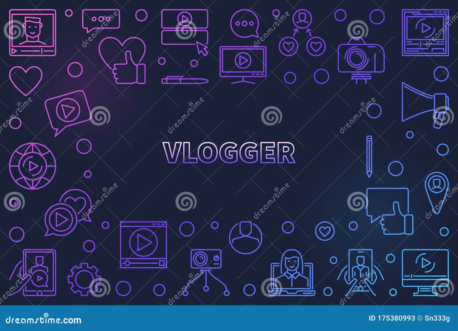 Vlogger Vector Colorful Outline Illustration or Frame Stock Vector ...