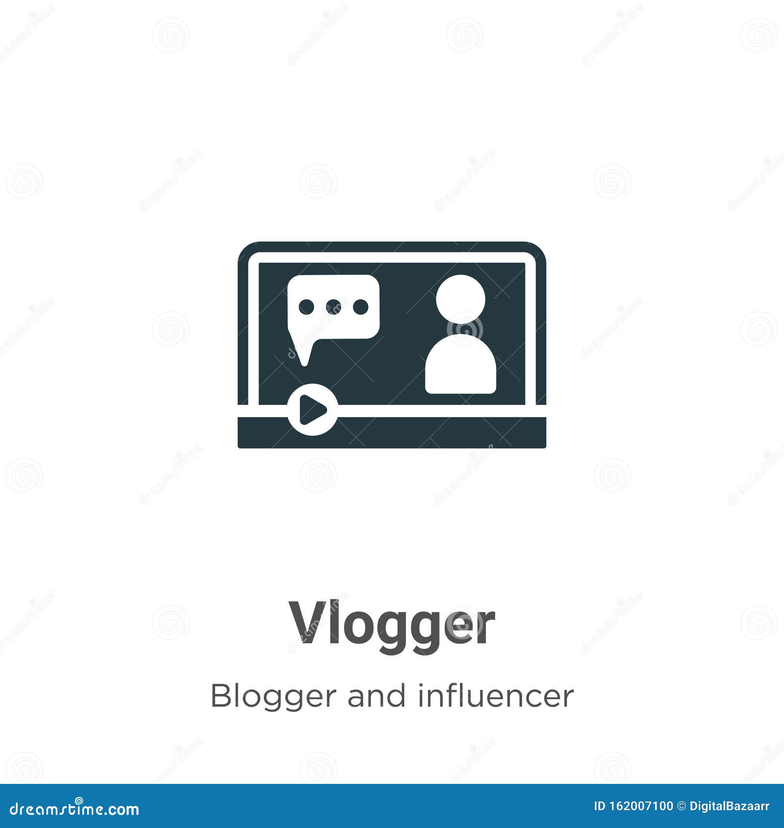 Vlogger Vector Icon on White Background. Flat Vector Vlogger Icon ...
