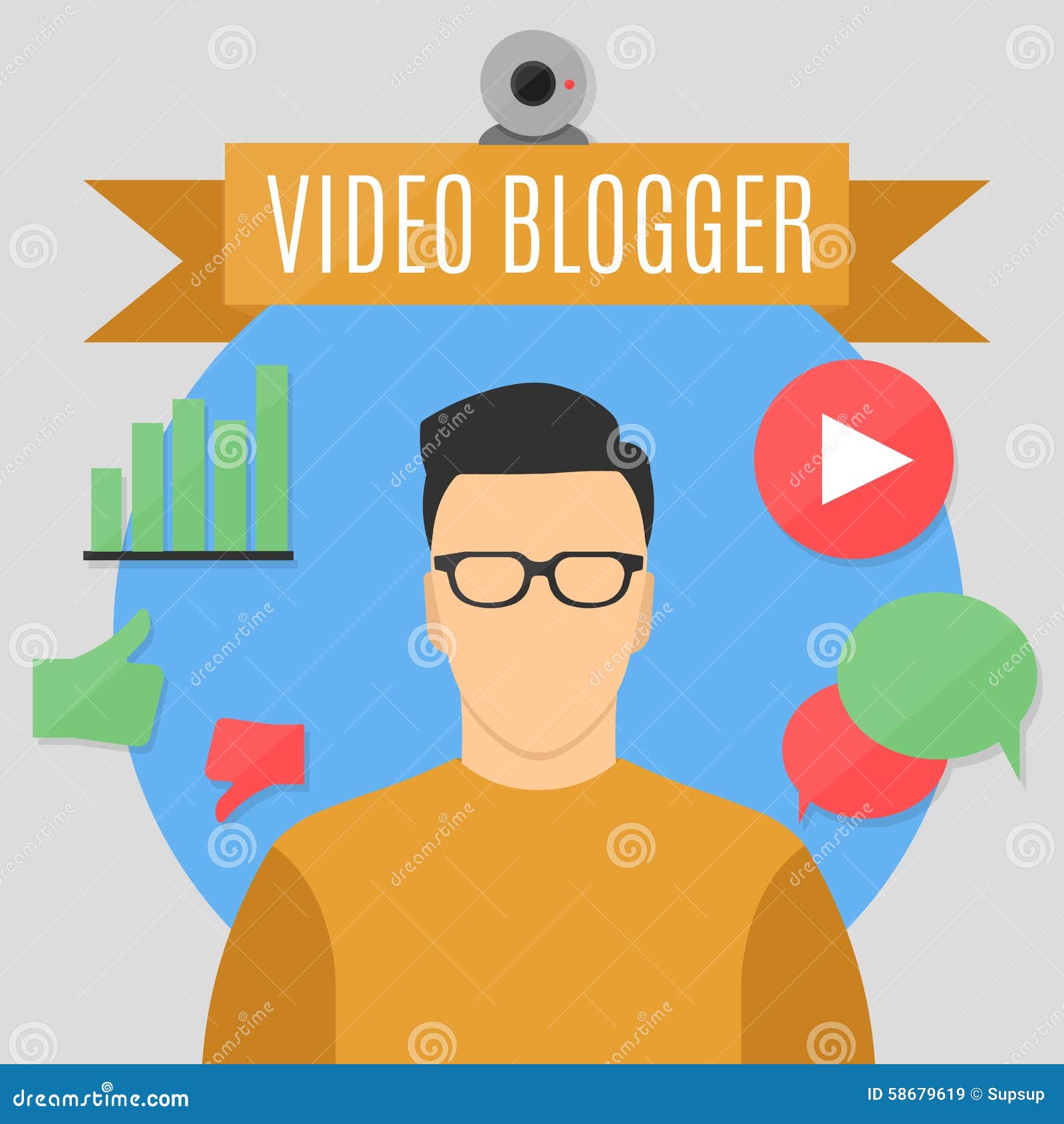Vlogger stock illustration. Illustration of green, presentation - 58679619