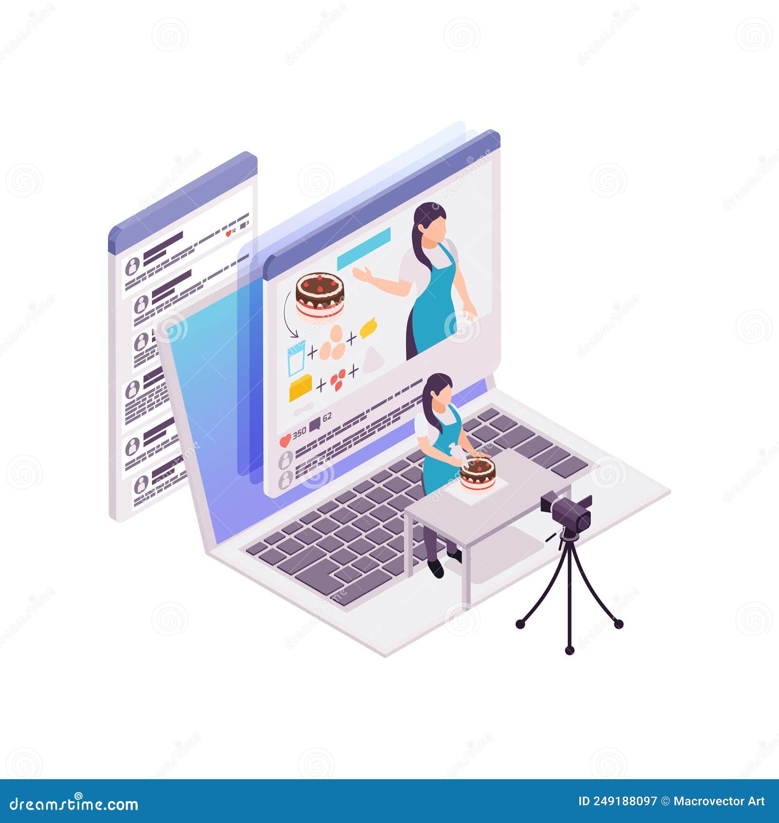 Vlogging Isometric Concept stock vector. Illustration of channel ...
