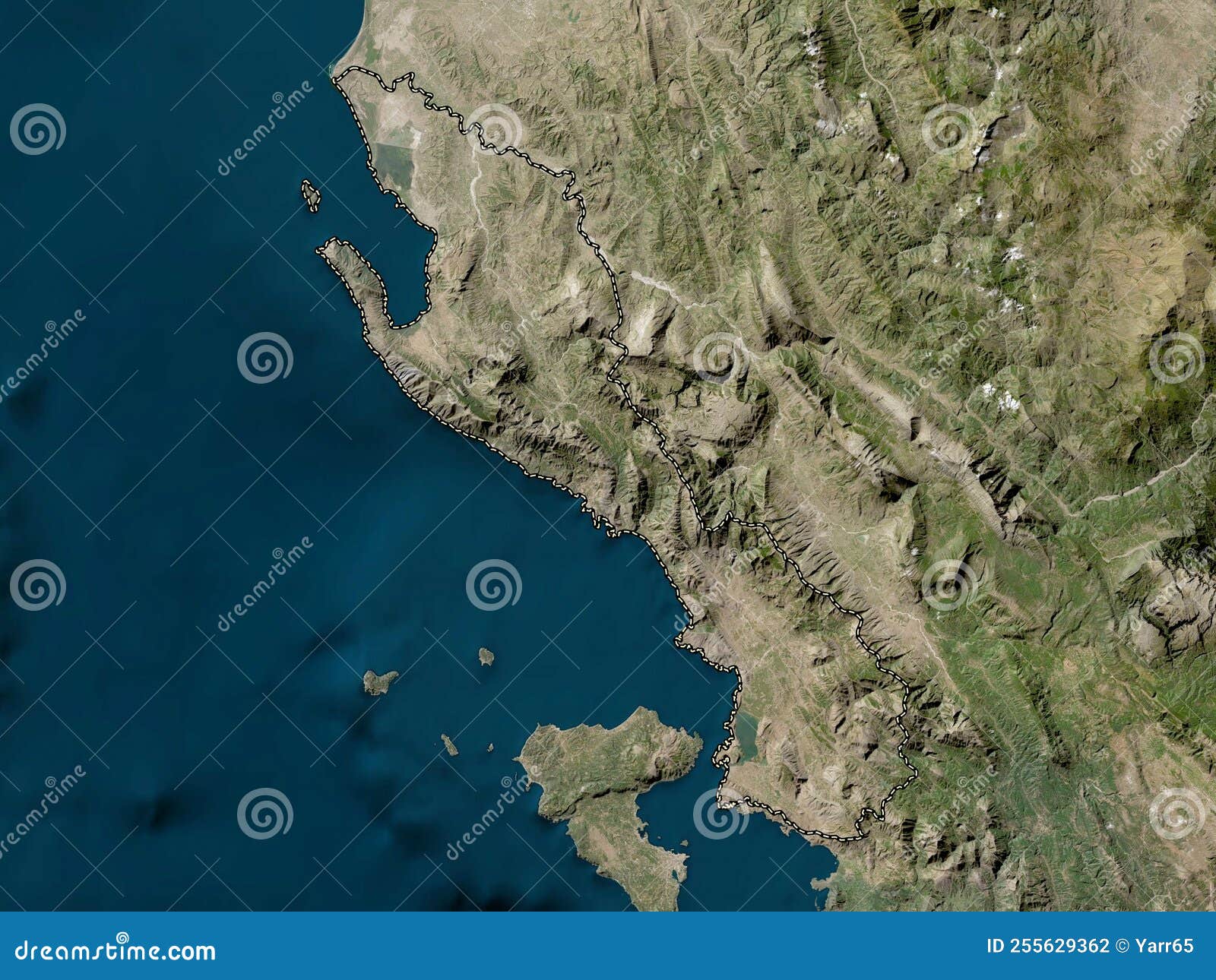 Vlore, Albania. Low-res Satellite. No Legend Stock Illustration ...
