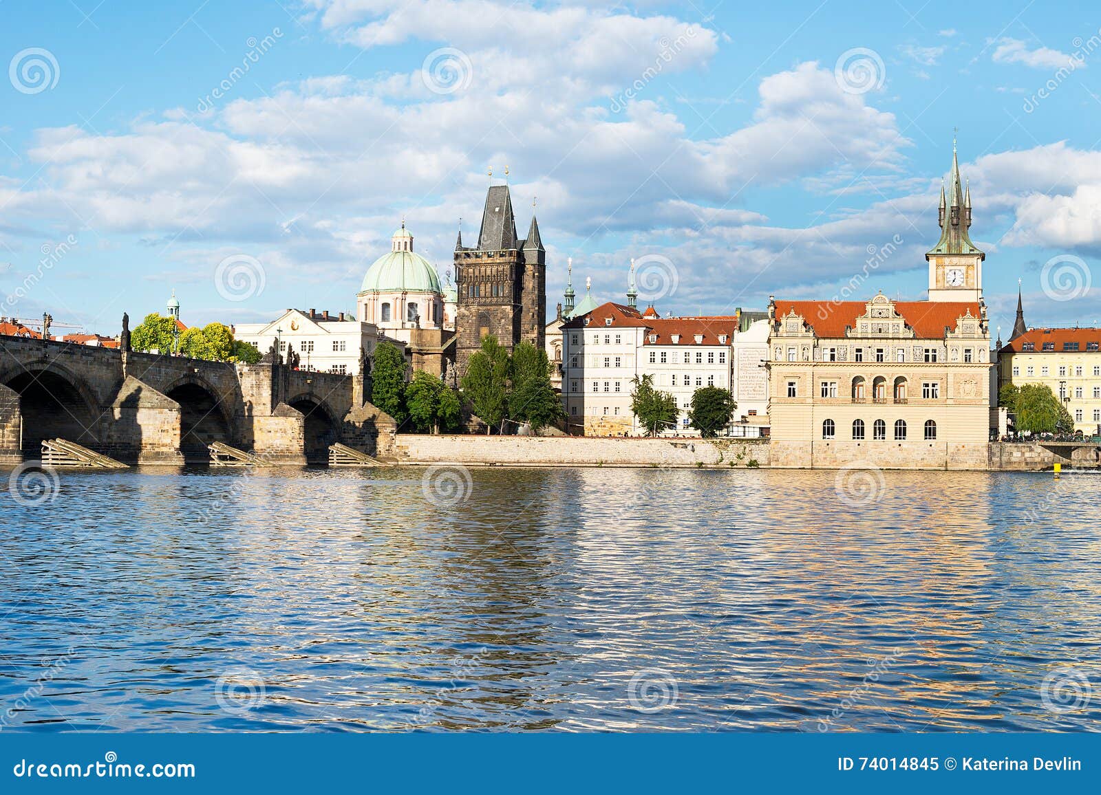 Vltava River with Charles Bridge Stock Image - Image of travel, river ...