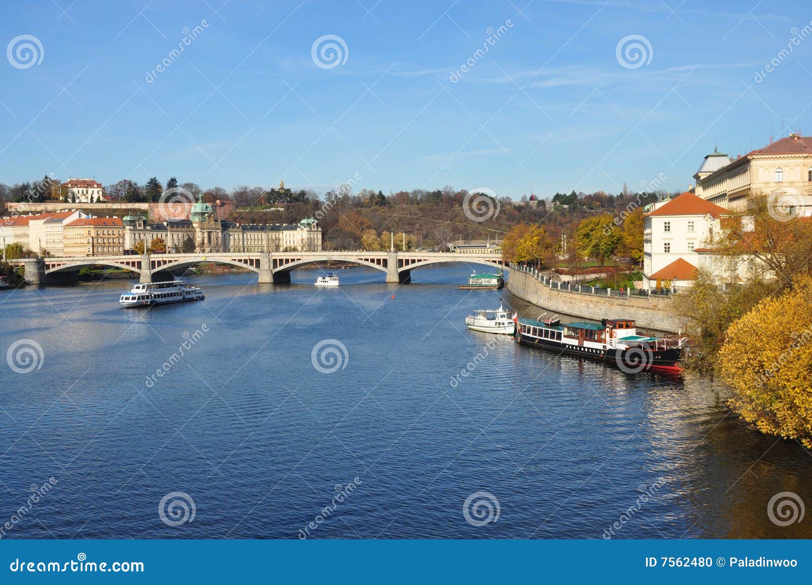 The Vltava river in Czech. stock photo. Image of attraction - 7562480
