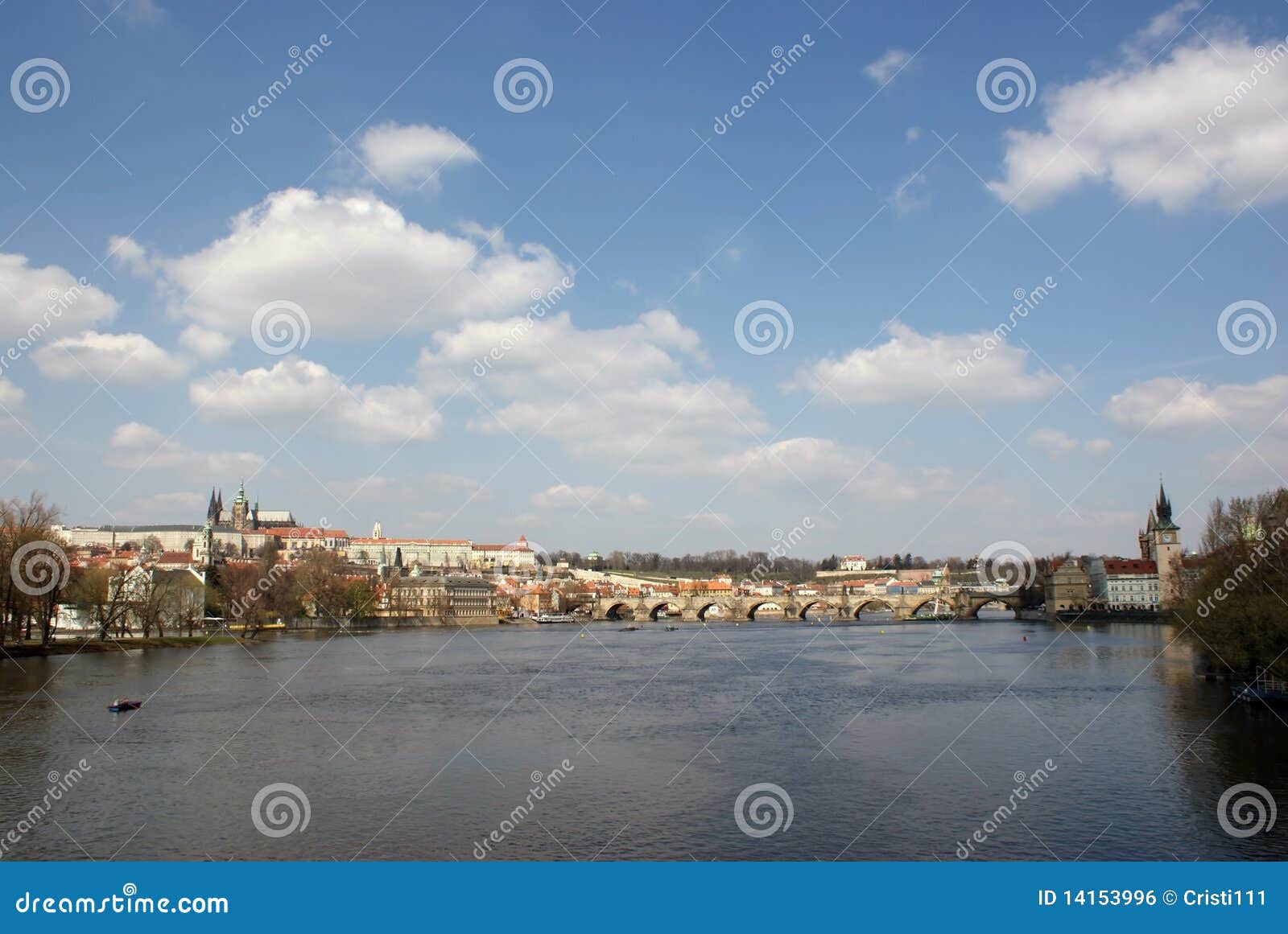 Vltava river in Prague stock photo. Image of trees, tourists - 14153996