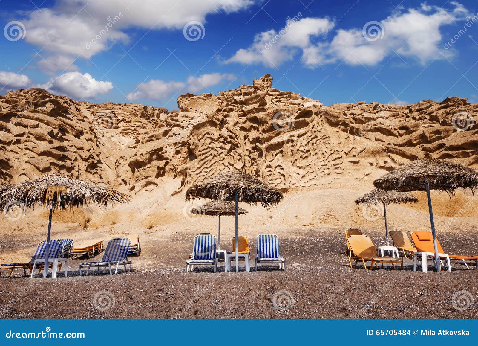 Vlychada Beach at Sunset, Santorini Island Stock Photo - Image of ...