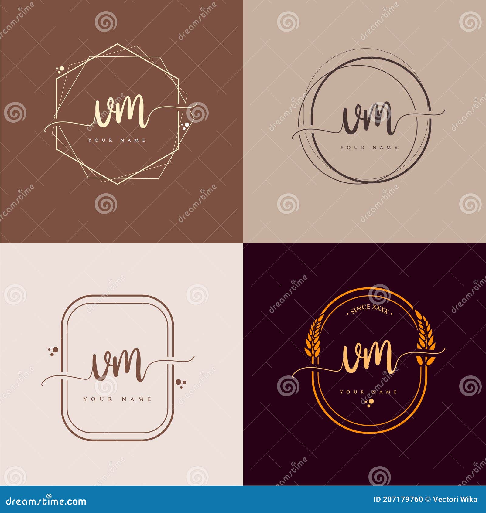 VM Initial Handwriting Logo Vector Sets. Hand Lettering Initials Logo ...