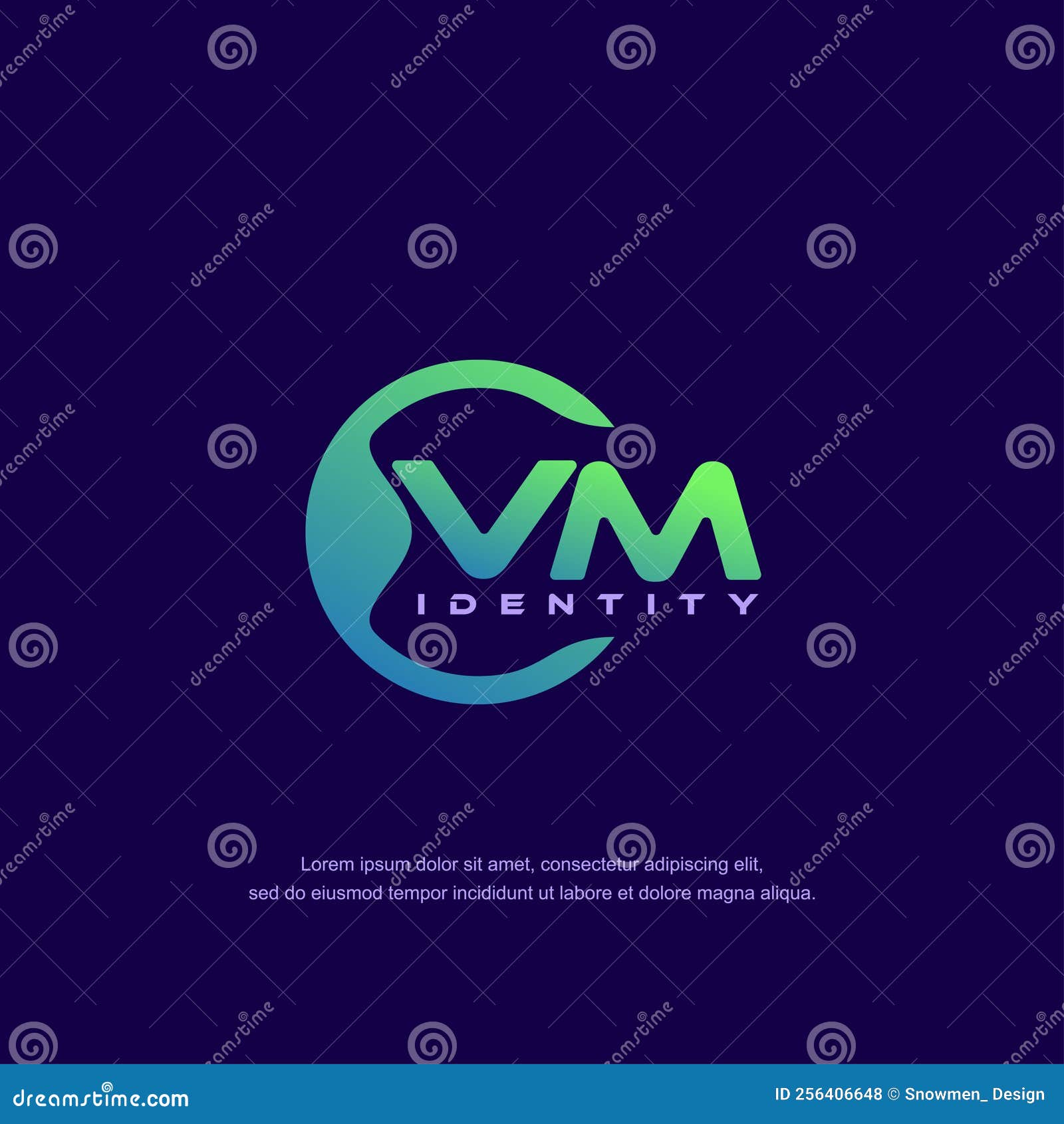 VM Initial Letter Circular Line Logo Template Vector with Gradient ...