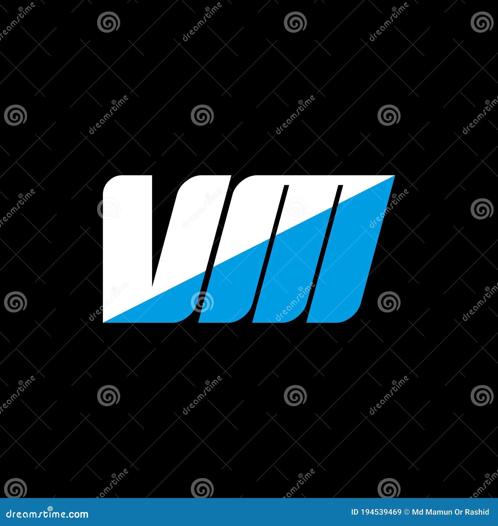 VM Letter Logo Design on Black Background. VM Creative Initials Letter ...