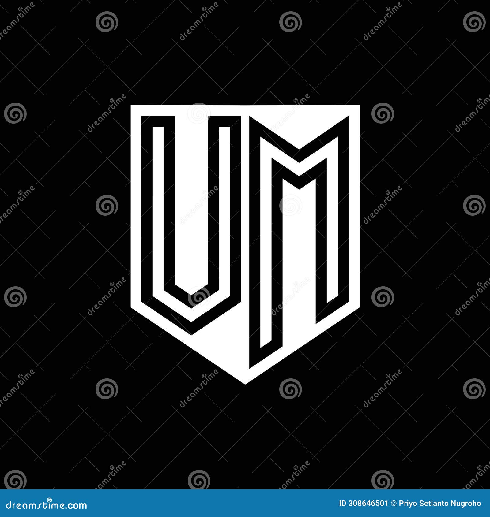 VM Logo Monogram Shield Geometric Black Line Inside White Shield Color ...