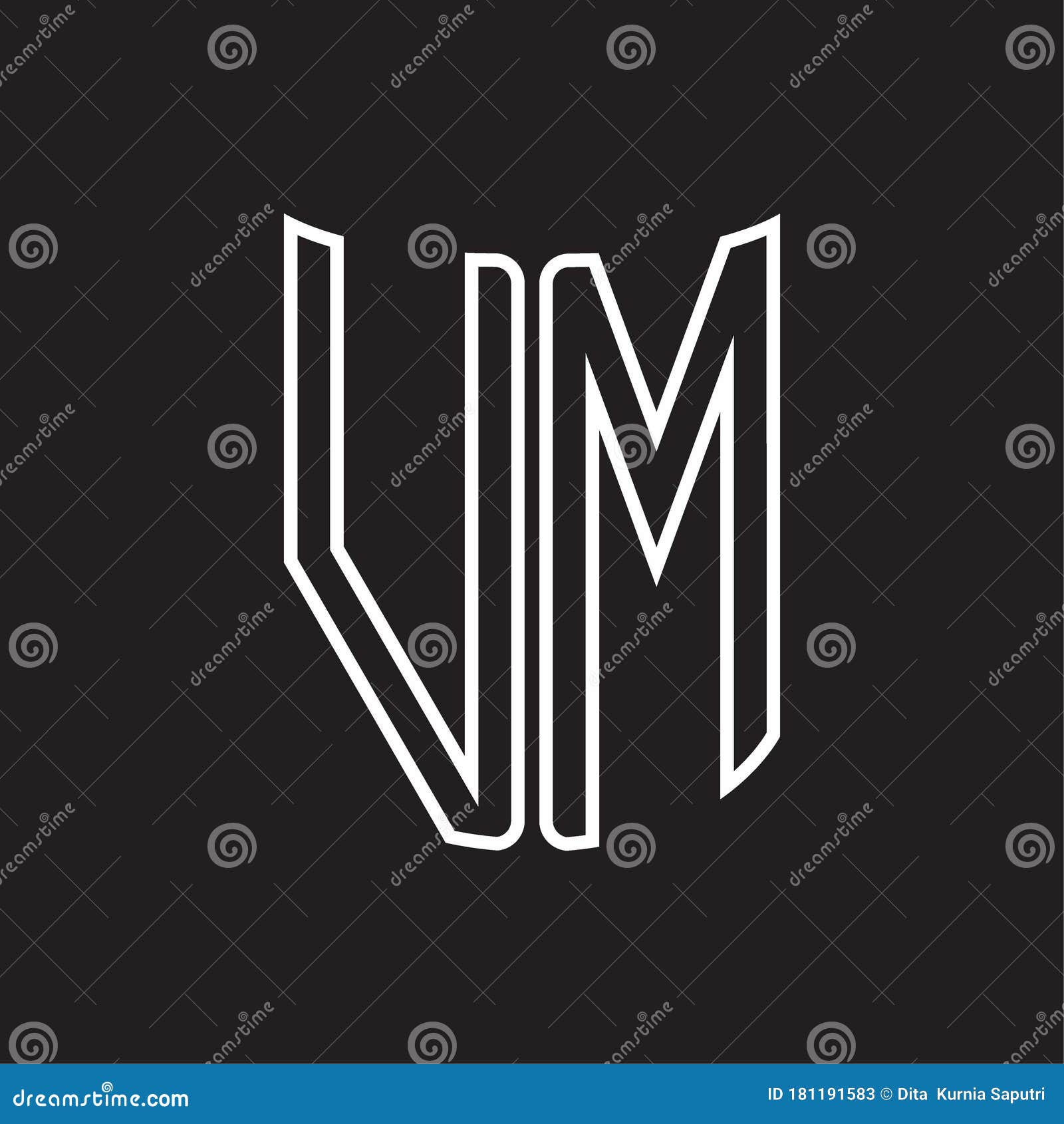 VM Logo Monogram with Ribbon Style Outline Design Template Stock ...