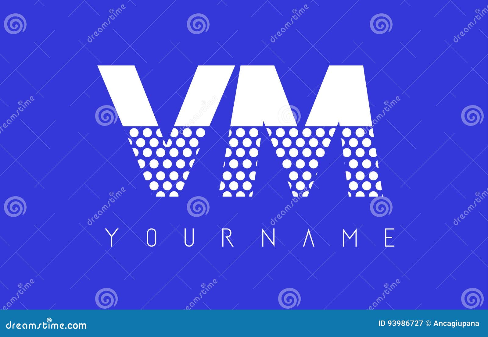 VM V M Dotted Letter Logo Design with Blue Background. Stock Vector ...