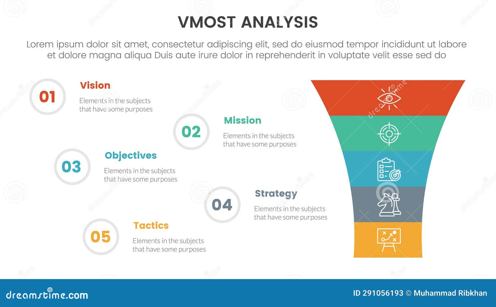 Vmost Analysis Model Framework Infographic 5 Point Stage Template With ...