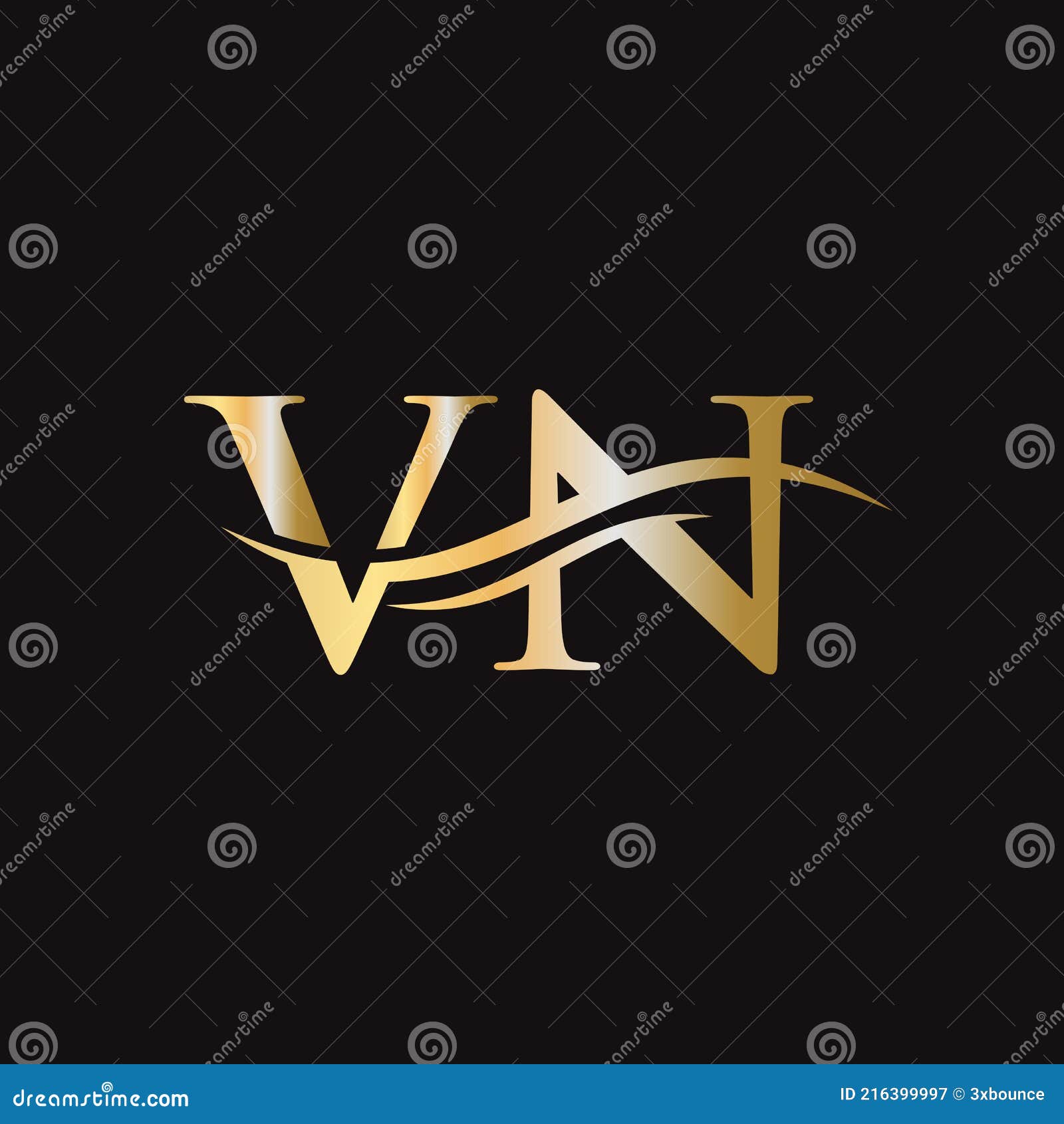 VN Logo Design Vector. Swoosh Letter VN Logo Design Stock Vector ...