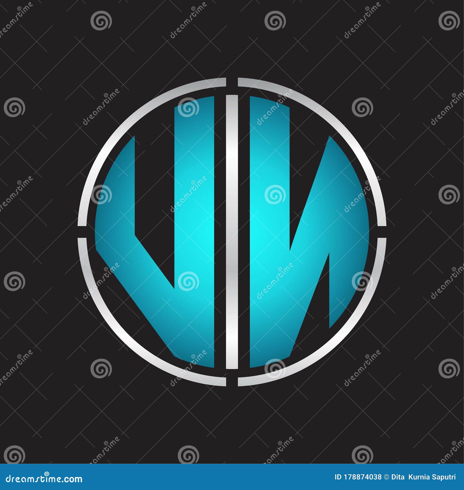 VN Logo Initial with Circle Line Cut Design Template on Blue Colors ...