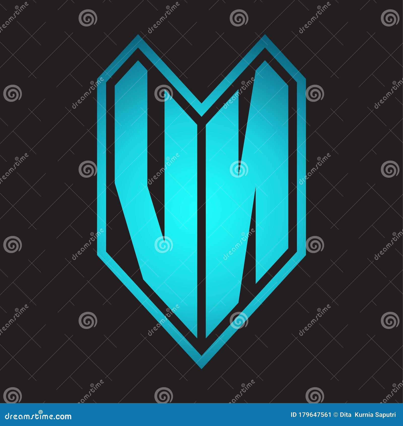 VN Logo Monogram with Emblem Line Style Isolated on Blue Gradient ...