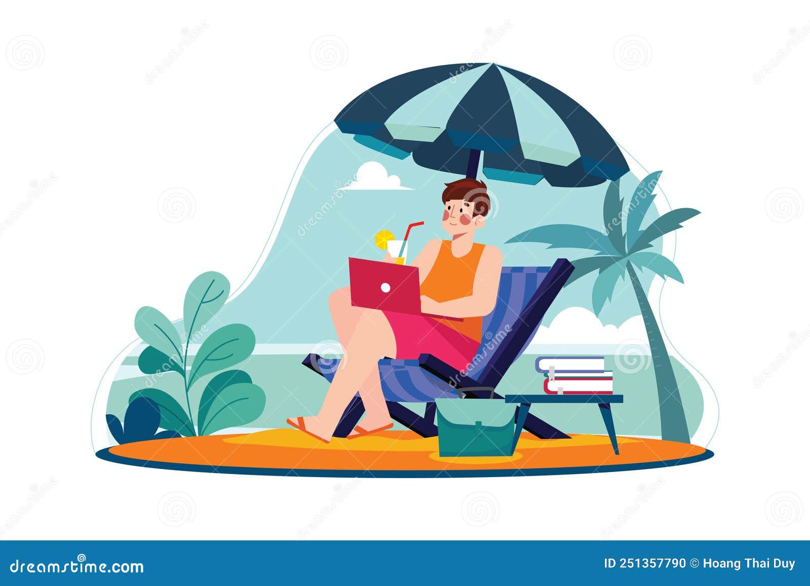 Remote Work Illustration Concept on White Background Stock Vector ...