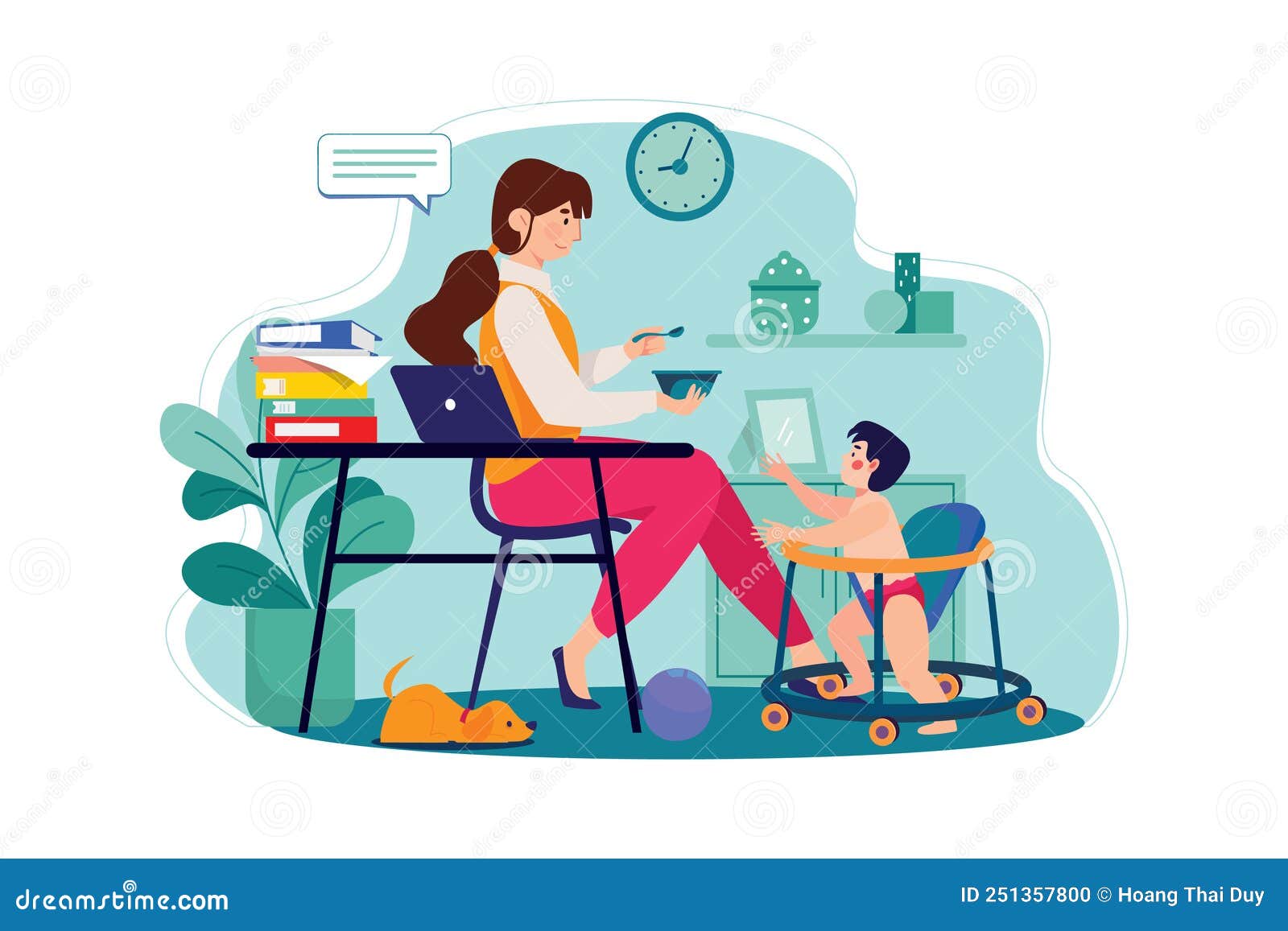 Remote Work Illustration Concept on White Background Stock Vector ...