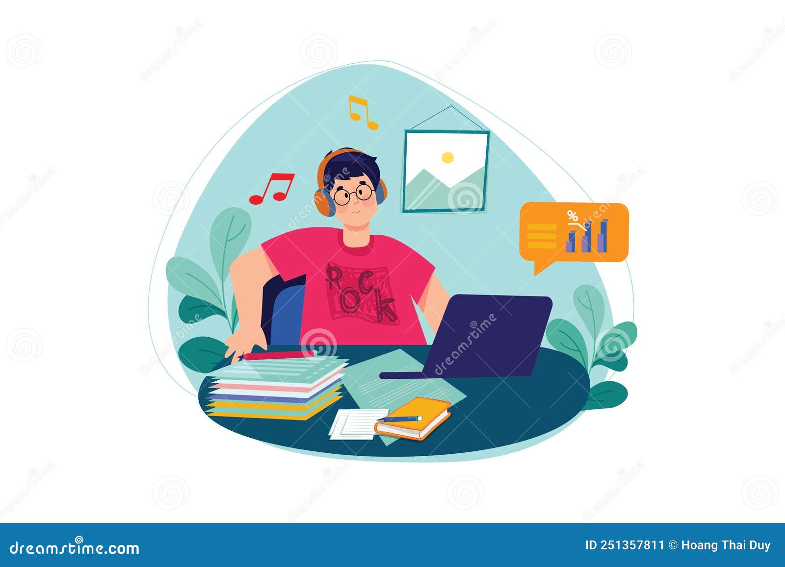 Remote Work Illustration Concept on White Background Stock Vector ...