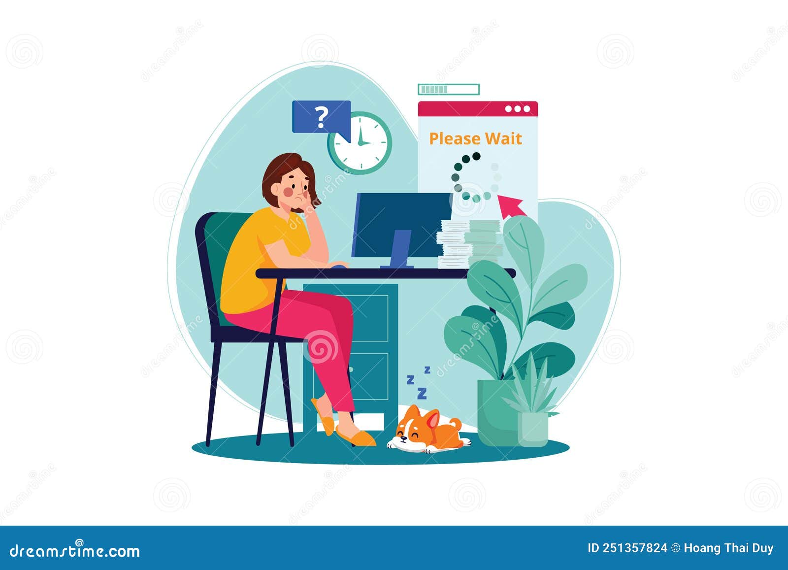 Remote Work Illustration Concept on White Background Stock Vector ...