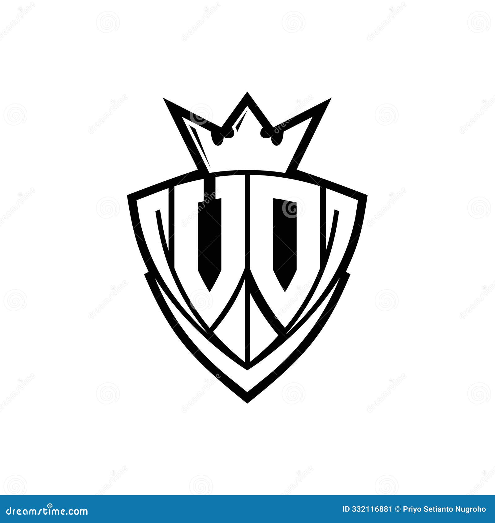 VO Letter Logo With Sharp Triangle Shield Shape With Crown Inside White ...