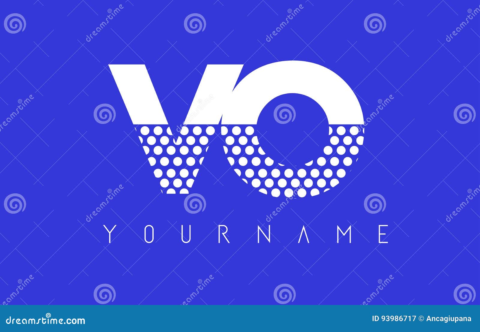 VO V O Dotted Letter Logo Design with Blue Background. Stock Vector ...