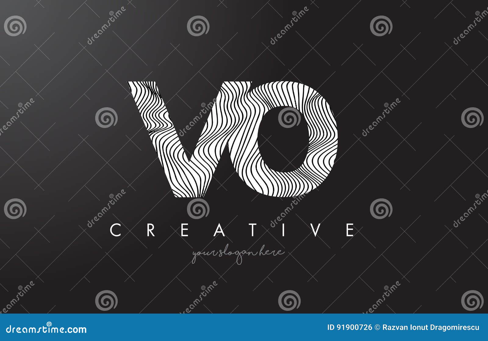 VO V O Letter Logo With Zebra Lines Texture Design Vector ...