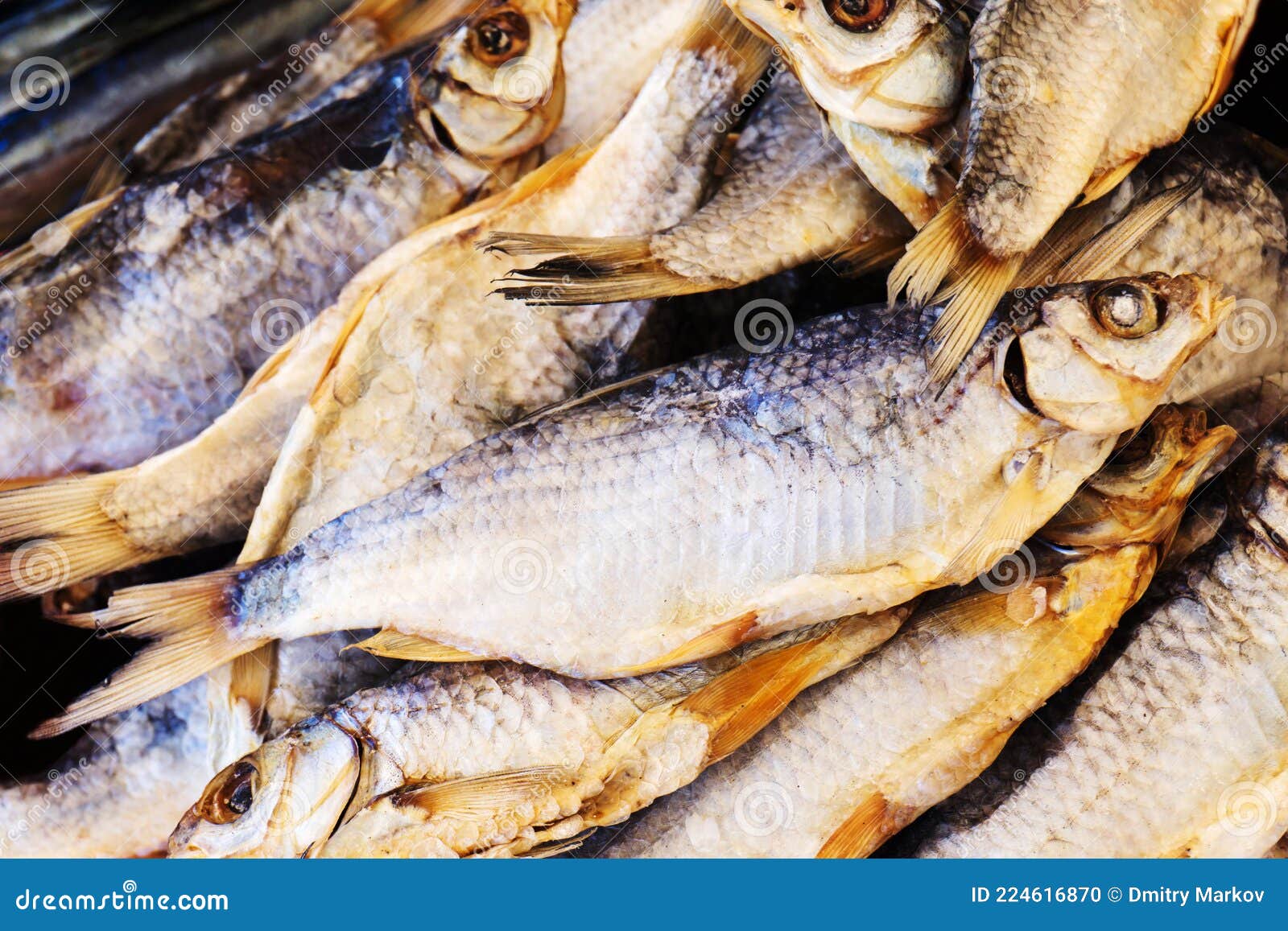 Vobla Dried. Salted Fish on the Counter in the Store Stock Photo ...