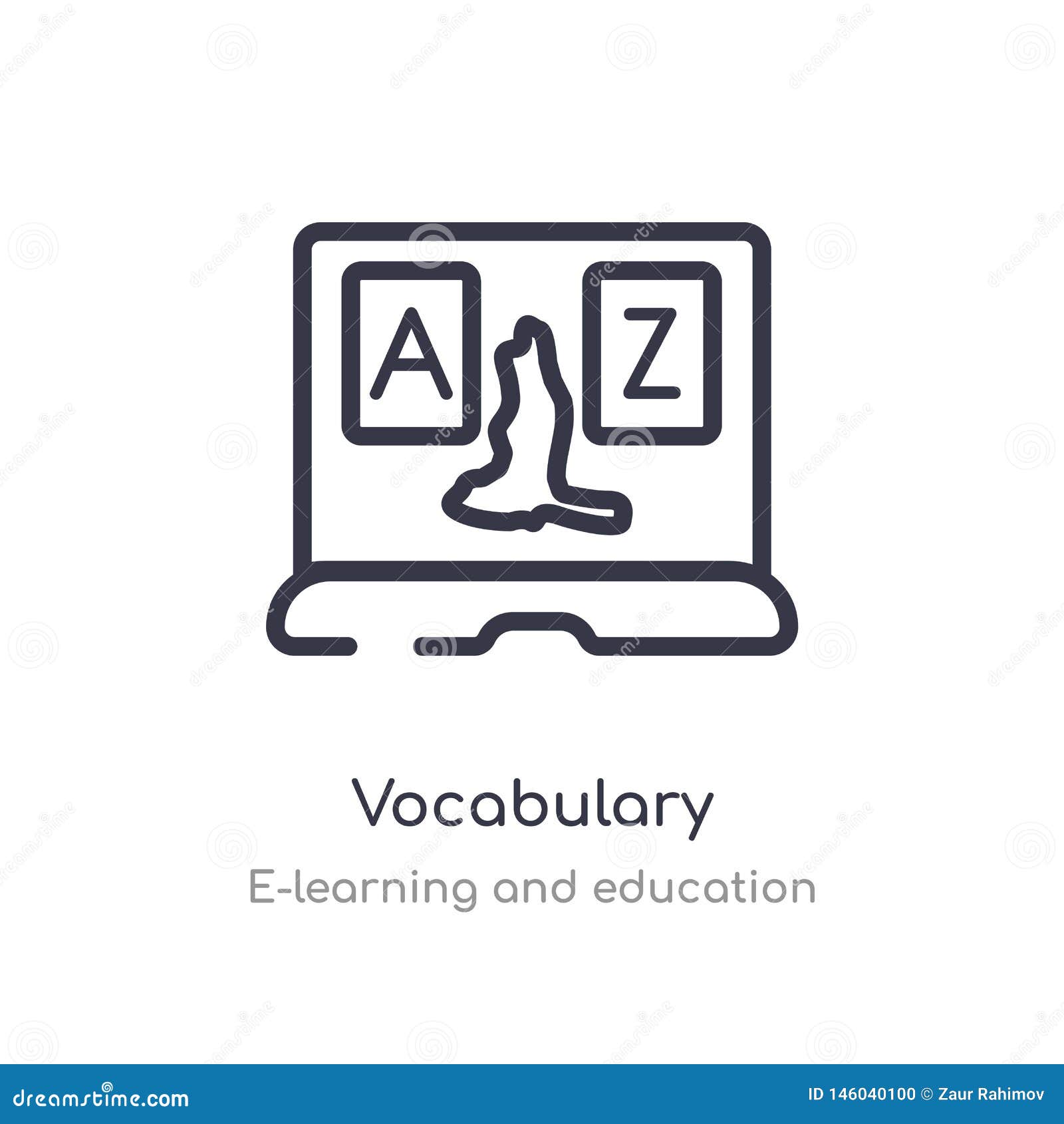 Vocabulary Outline Icon. Isolated Line Vector Illustration from E ...