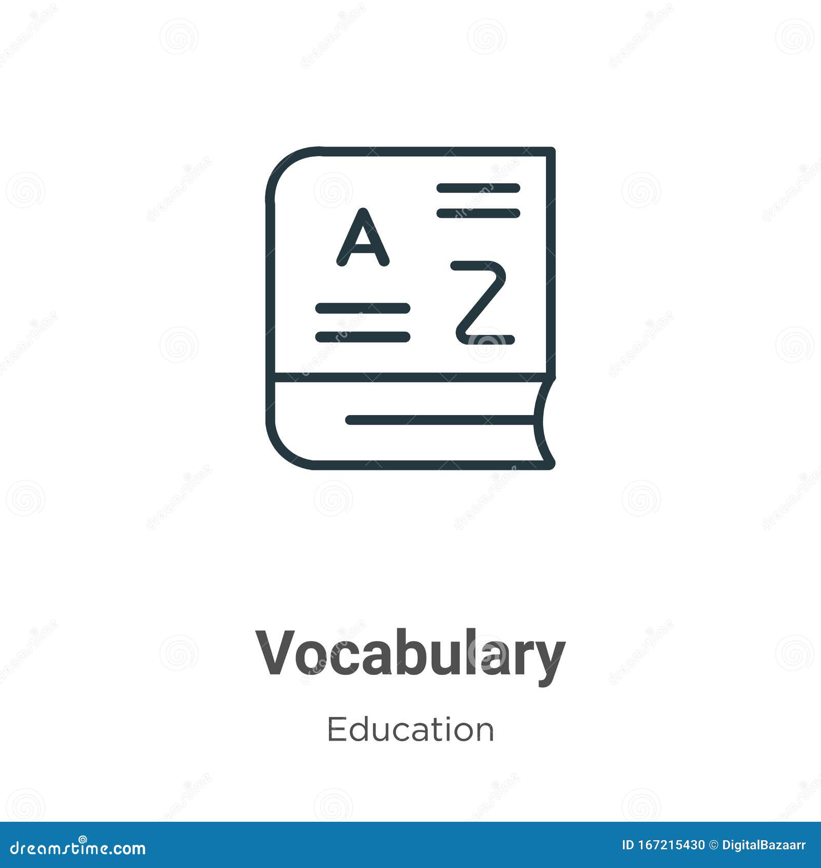 Vocabulary Outline Vector Icon. Thin Line Black Vocabulary Icon, Flat ...