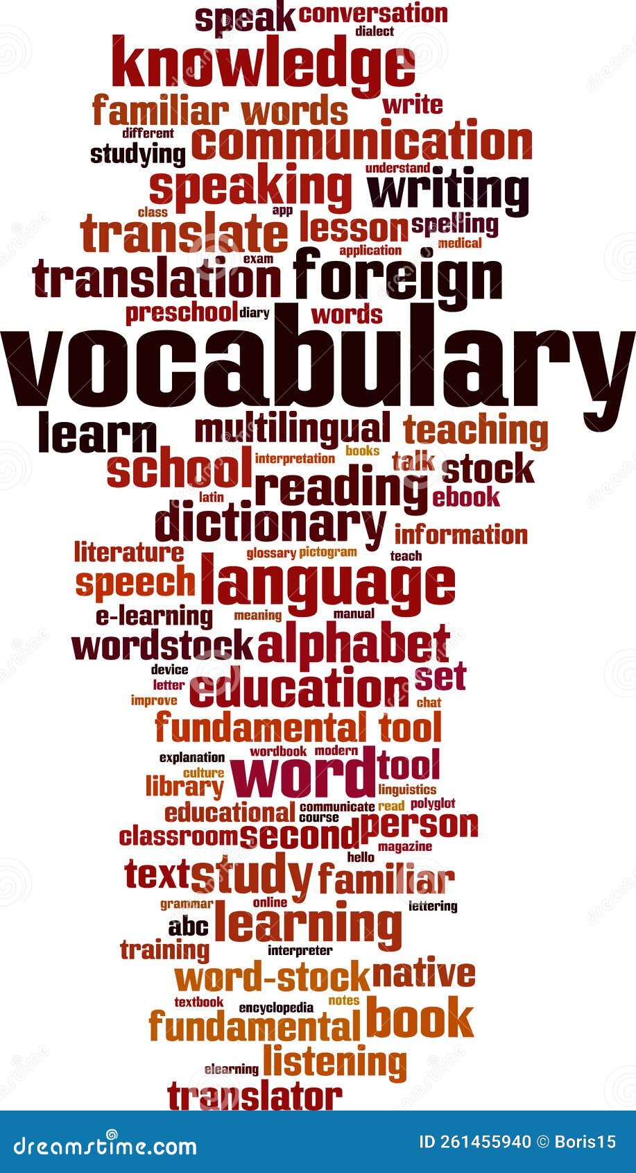 Vocabulary word cloud stock vector. Illustration of person - 261455940