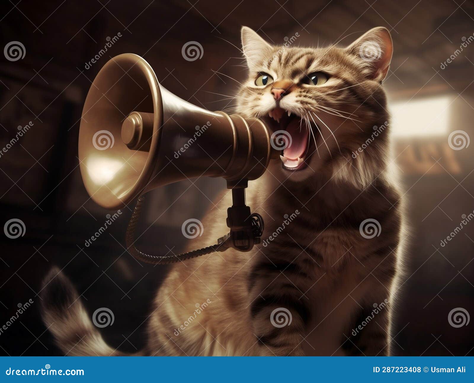 Vocal Cat Protesting with Intensity through a Megaphone Amidst Turmoil ...