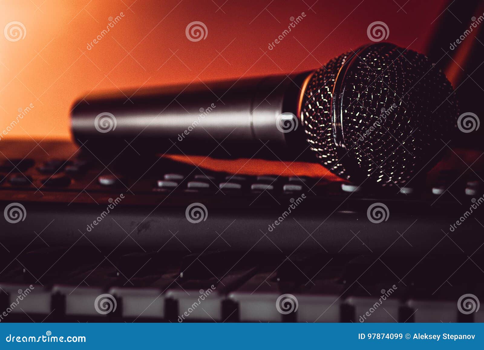 The Vocal Microphone Piano Keys Stock Image - Image of detail, lesson ...