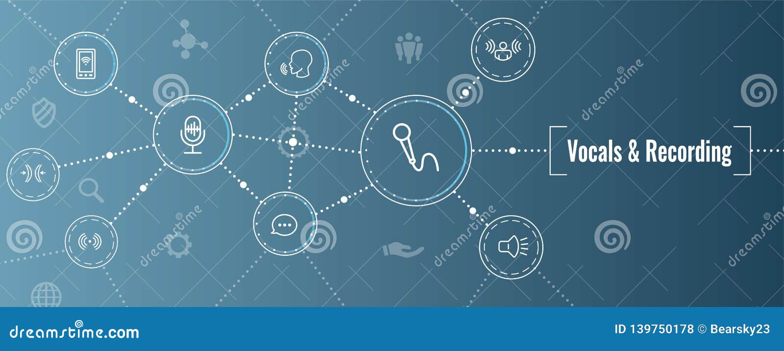 Vocal and Recording Command Icon with Sound Wave Images Web Header ...