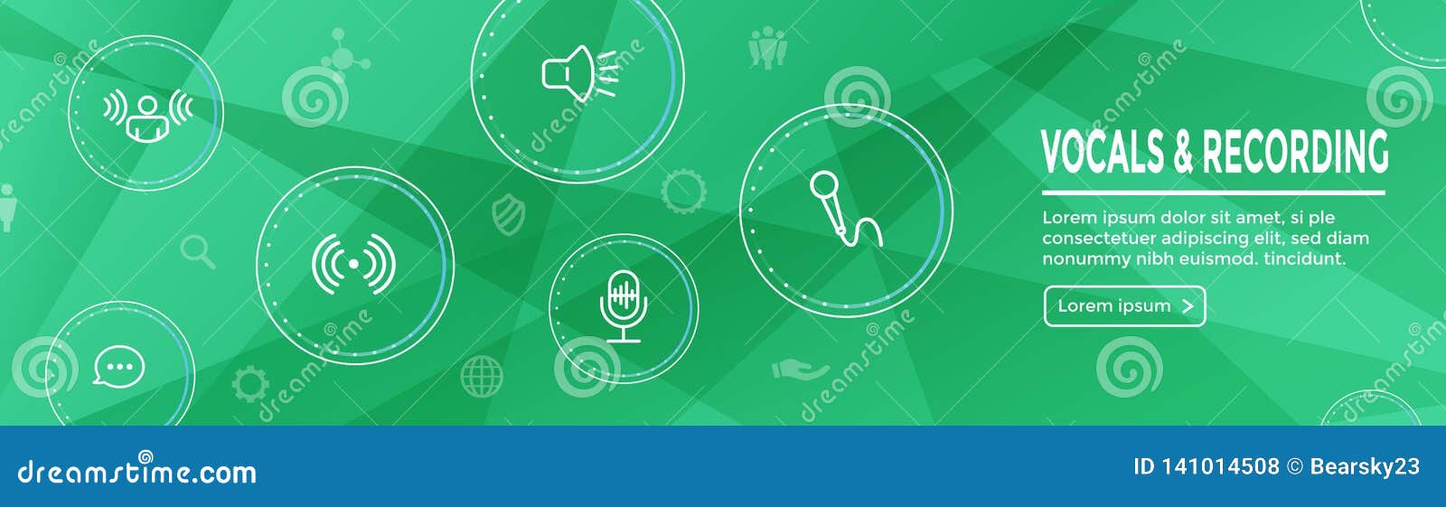 Vocal and Recording Command Icon with Sound Wave Images Web Header ...