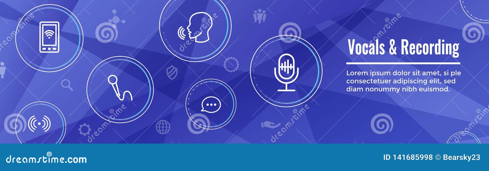 Vocal And Recording Command Icon With Sound Wave Images Web Header ...