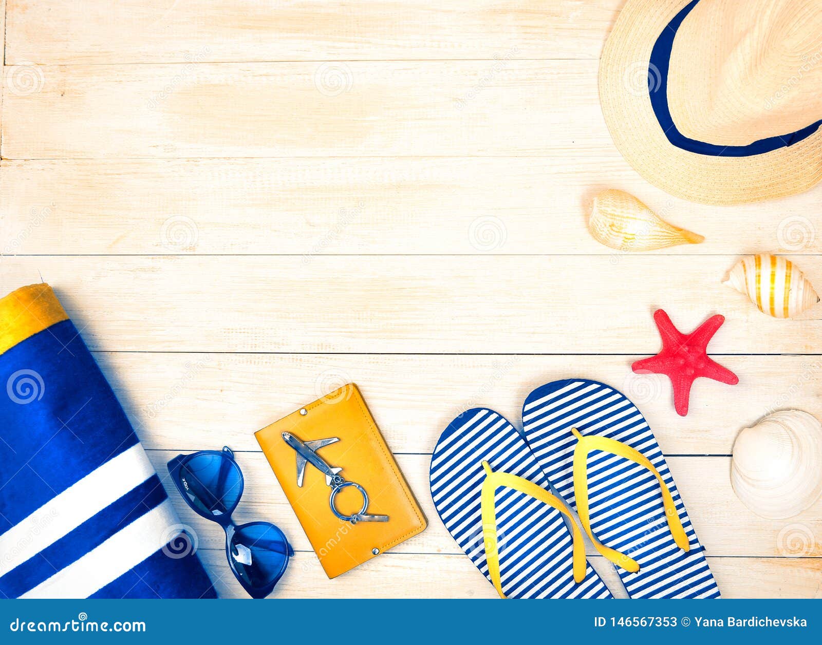 Vocation Concept,summer Beach Objects Empty Space Stock Image - Image ...