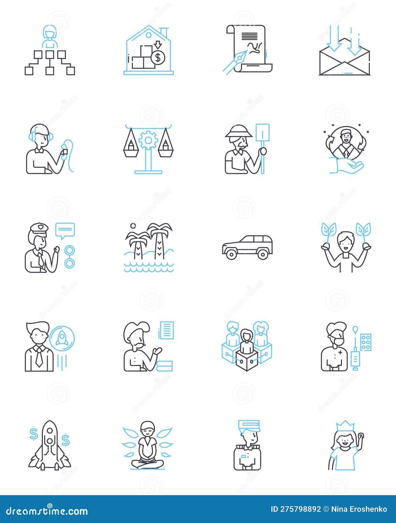 Vocation Development Linear Icons Set. Purpose, Passion, Calling ...