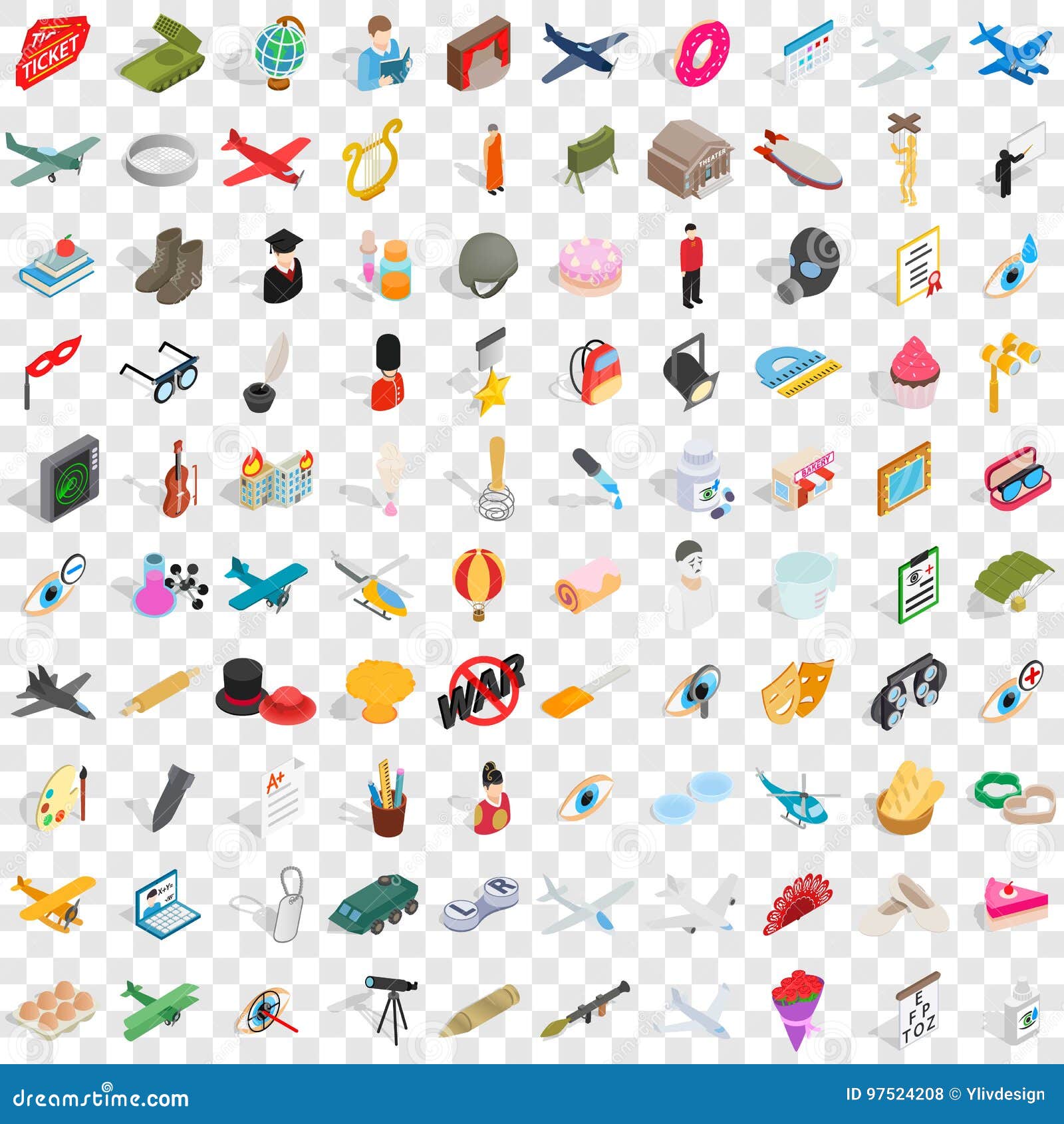100 Vocation Icons Set, Isometric 3d Style Stock Vector - Illustration ...