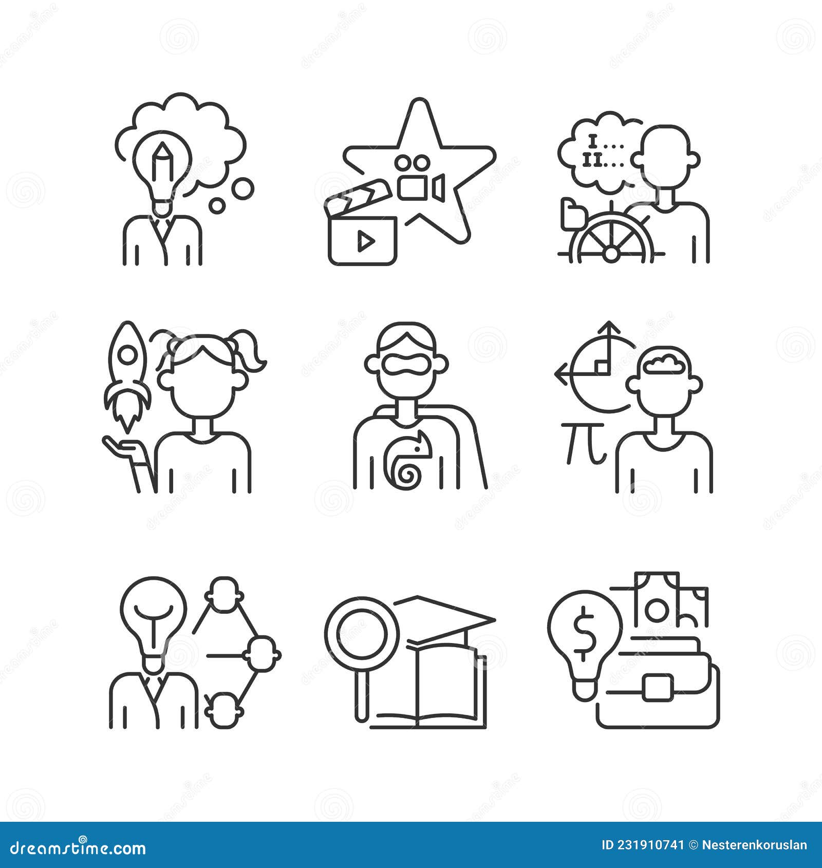 Vocation linear icons set stock vector. Illustration of skill - 231910741