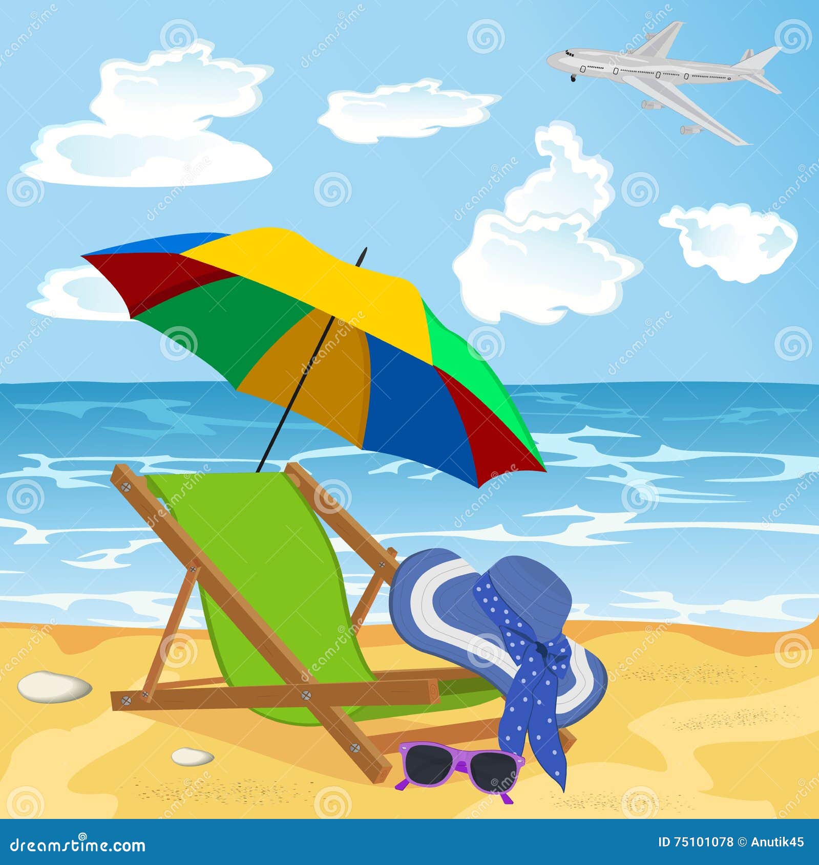 Vocation, Travel Concept, Beach, Vector Illustration Stock Vector ...