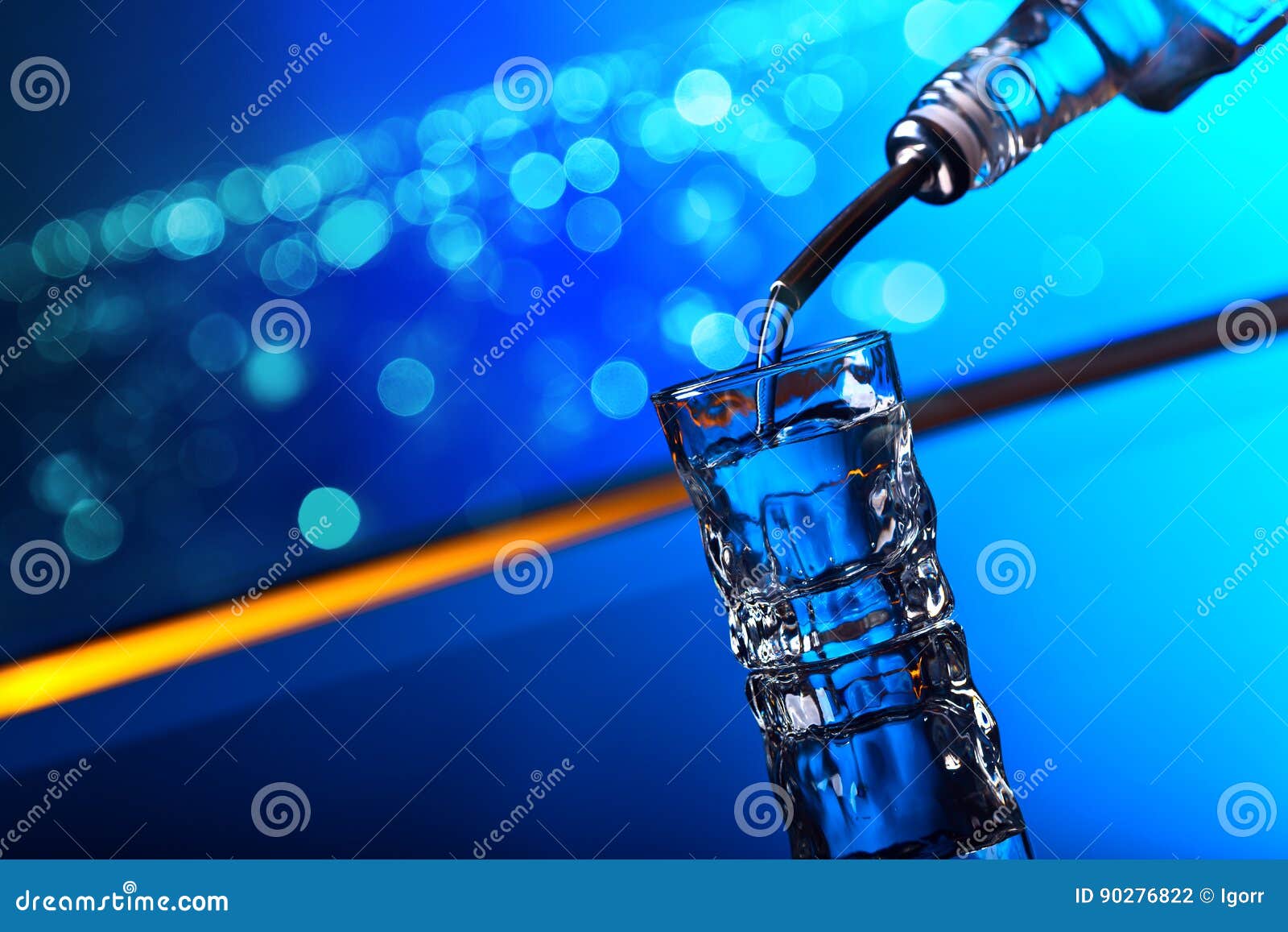Vodka in Bar on a Blue Background Stock Photo - Image of glass, liquid ...