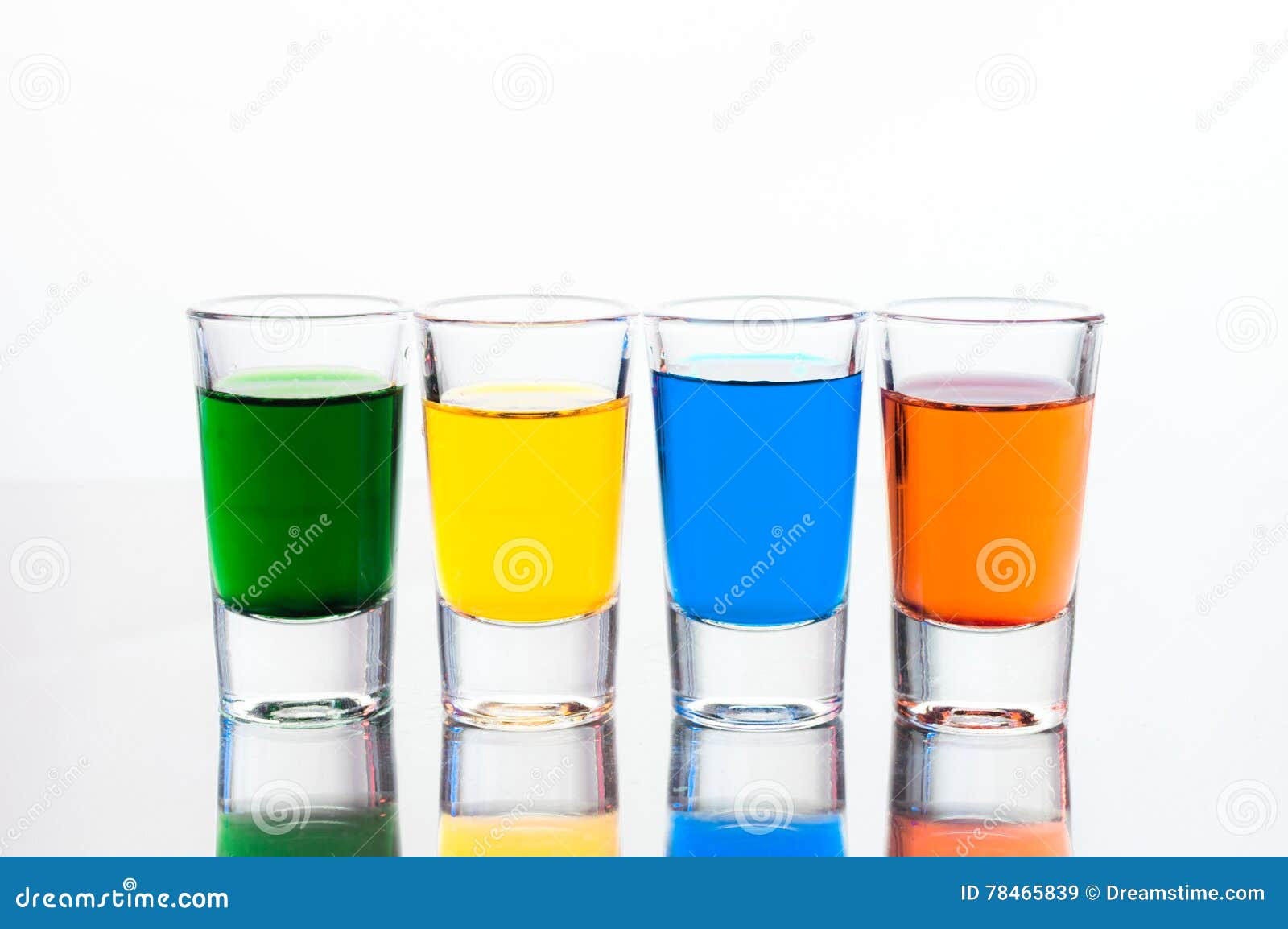 Vodka Color Shots Filled with Alcohol on Glass Bar Table Stock Image ...