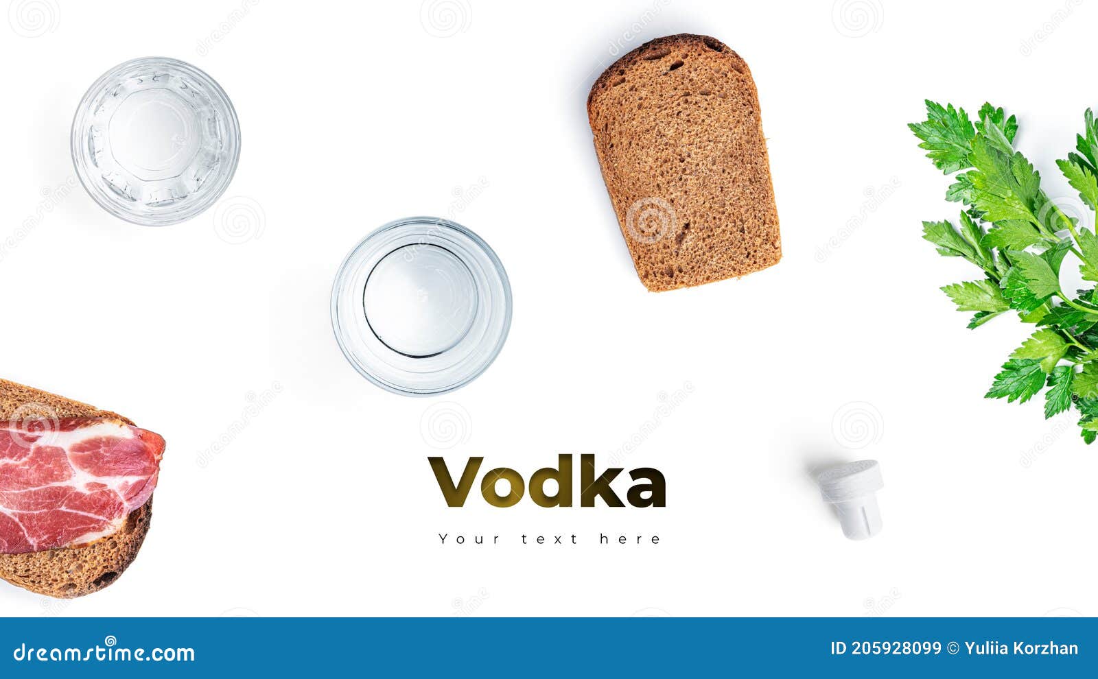 Vodka, Glasses and Pickles on a White Background. Long Header Banner ...