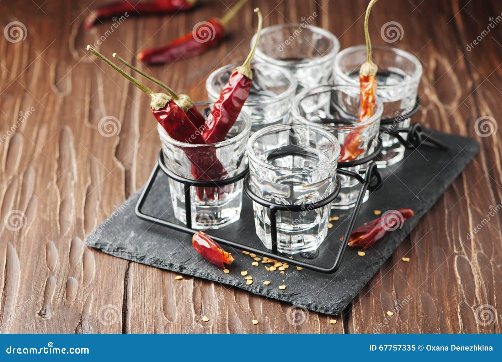 Vodka with Hot Chili Peppers Stock Image - Image of drink, cool: 67757335