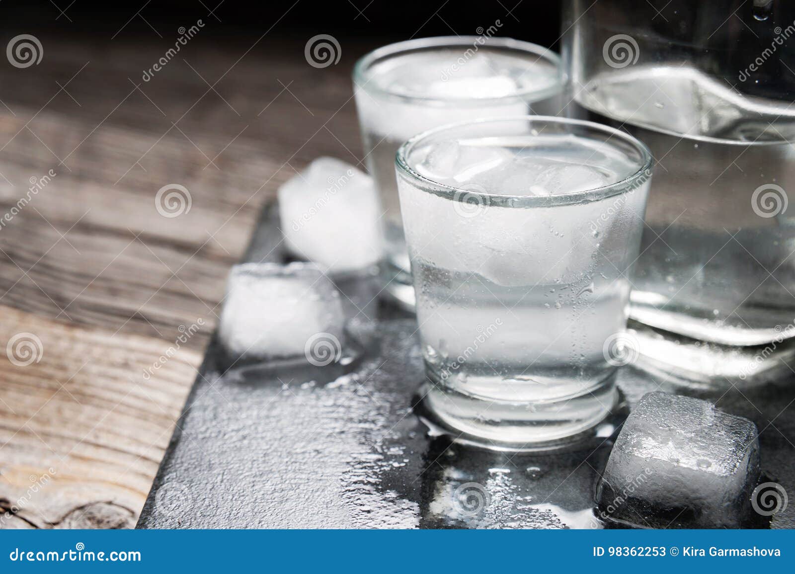 Vodka with Ice in Shot Glasses Stock Image - Image of appetizer, drink ...