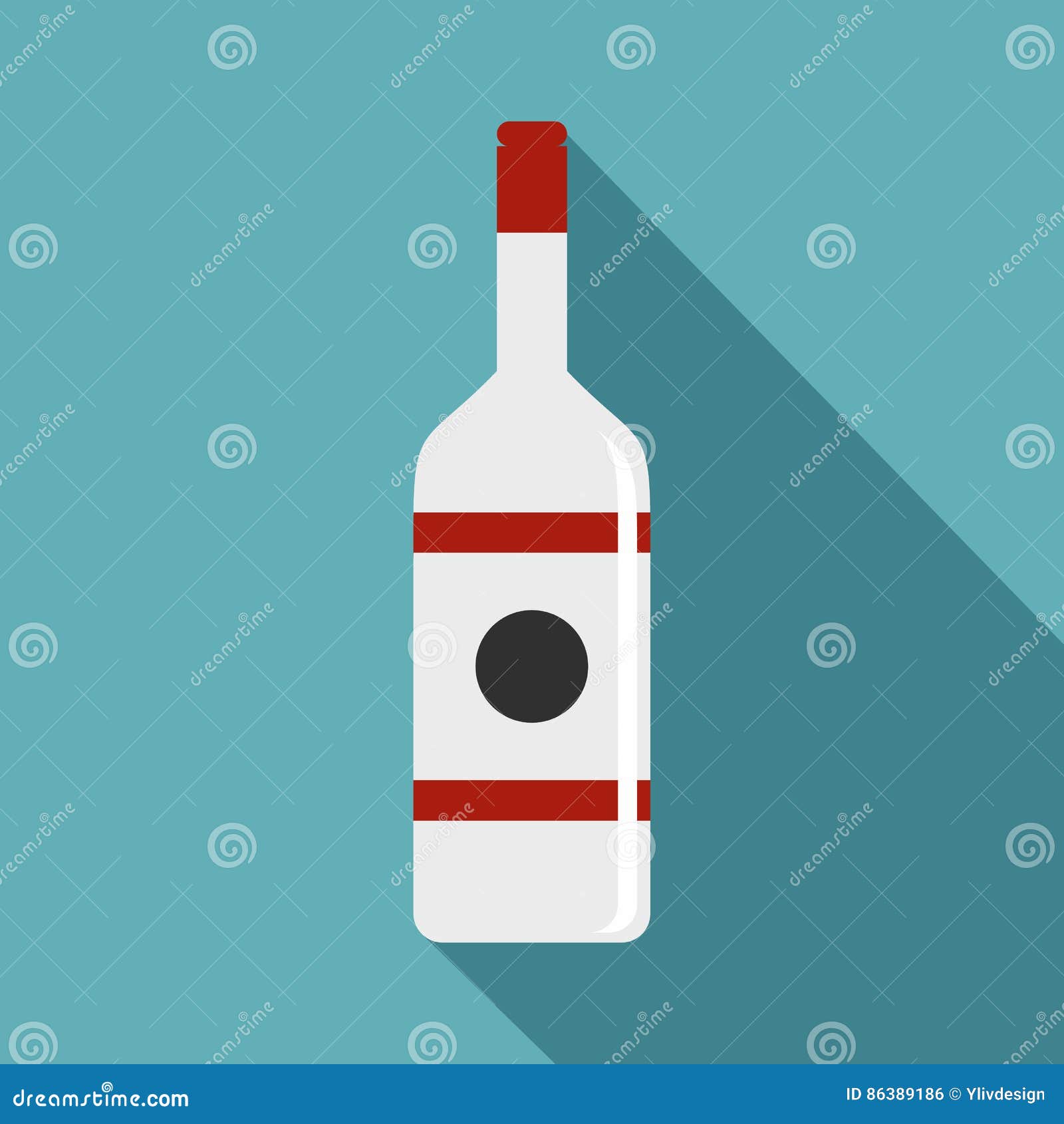Vodka icon, flat style stock vector. Illustration of spirit - 86389186