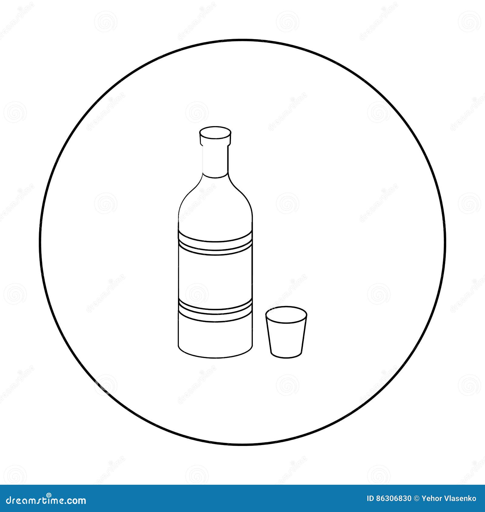 Vodka Icon in Outline Style Isolated on White Background. Alcohol ...
