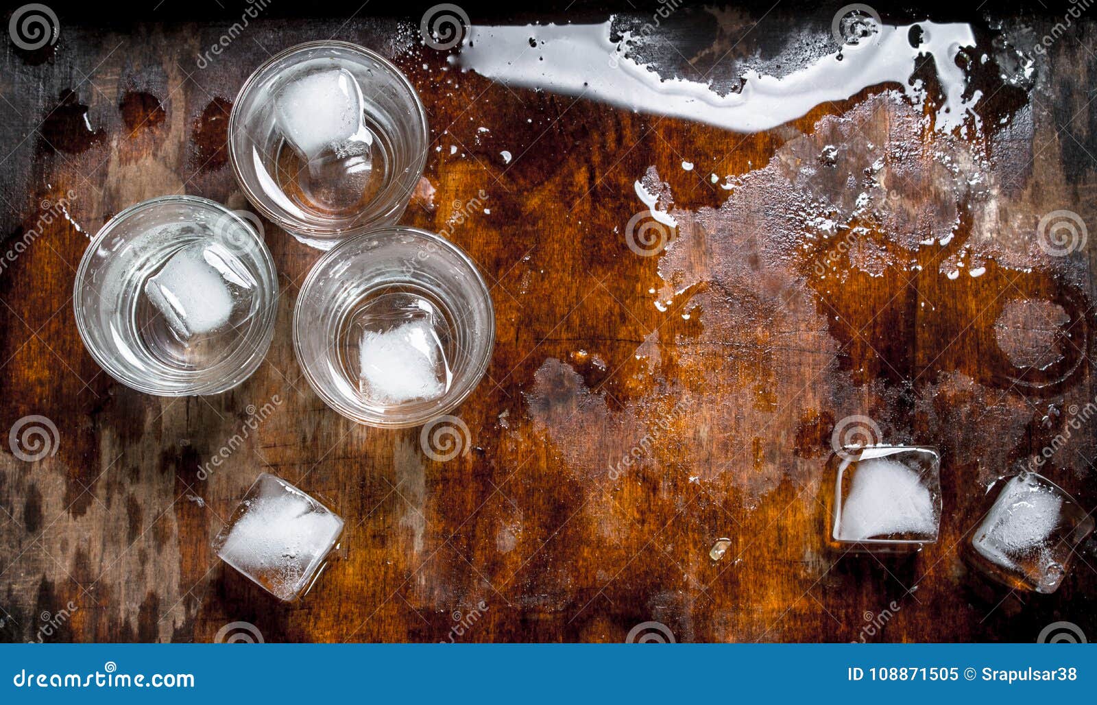 Vodka shots with ice stock image. Image of beverage - 108871505
