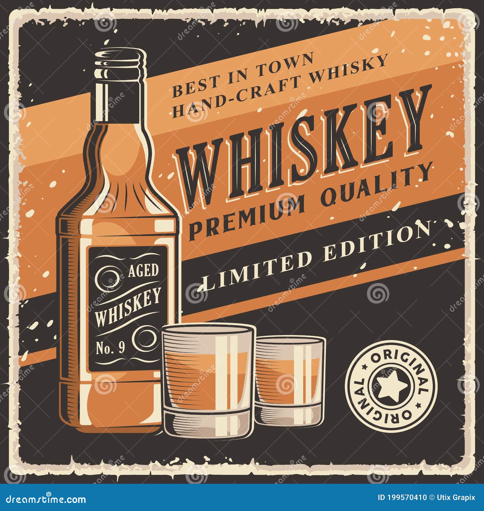 Whiskey Retro Vintage Signage Poster Stock Vector - Illustration of ...